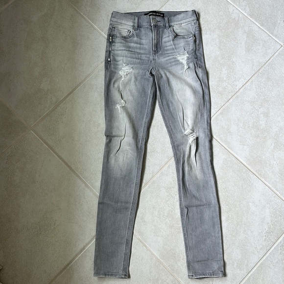 Express | Jeans | Express Grey Distressed High Rise Legging Jeans ...
